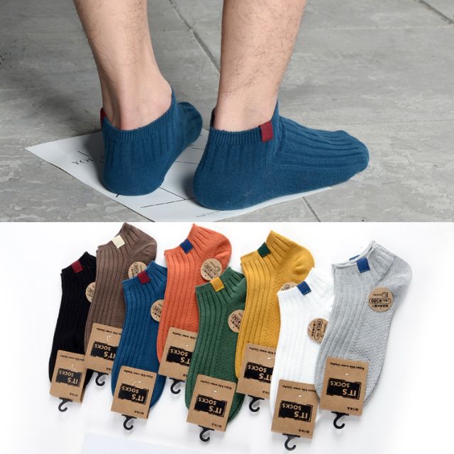Iconic Men Foot Wear Ankle Length Low Cut Plain Tag Socks | Shopee ...