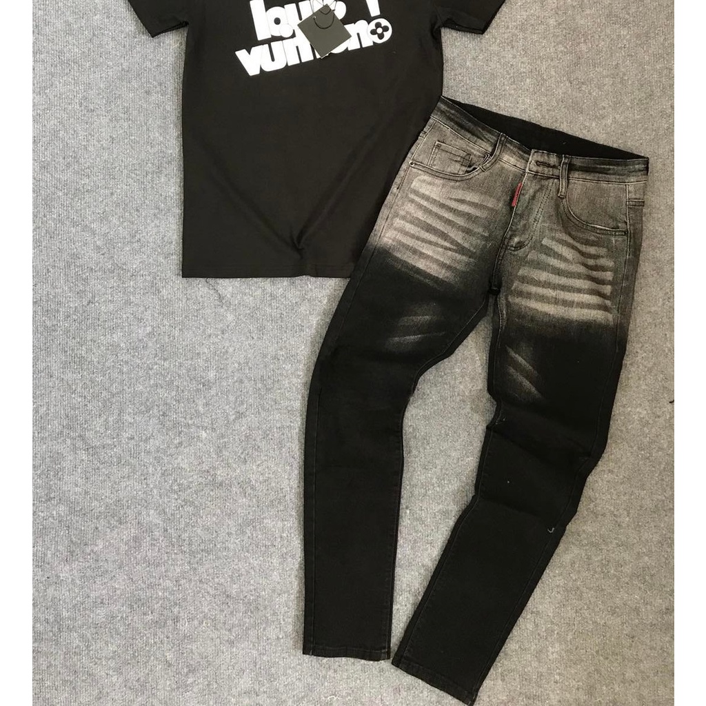 Men's jeans, black and gray mixed jeans, very beautiful, comfortable ...