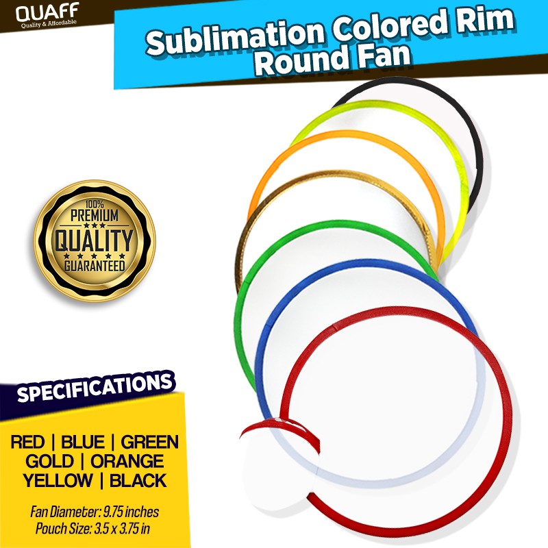 QUAFF Blank Printable Foldable Round Fan Rim Color - 5pcs per order ...