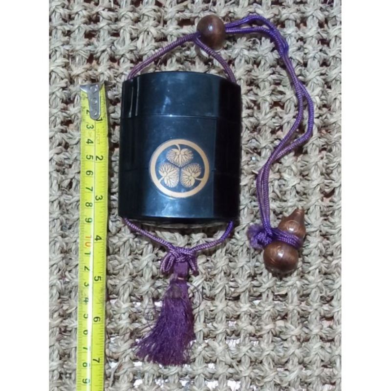 Vintage Japanese Samurai Inro Traditional Pill Box Netsuke Mitsuba ...