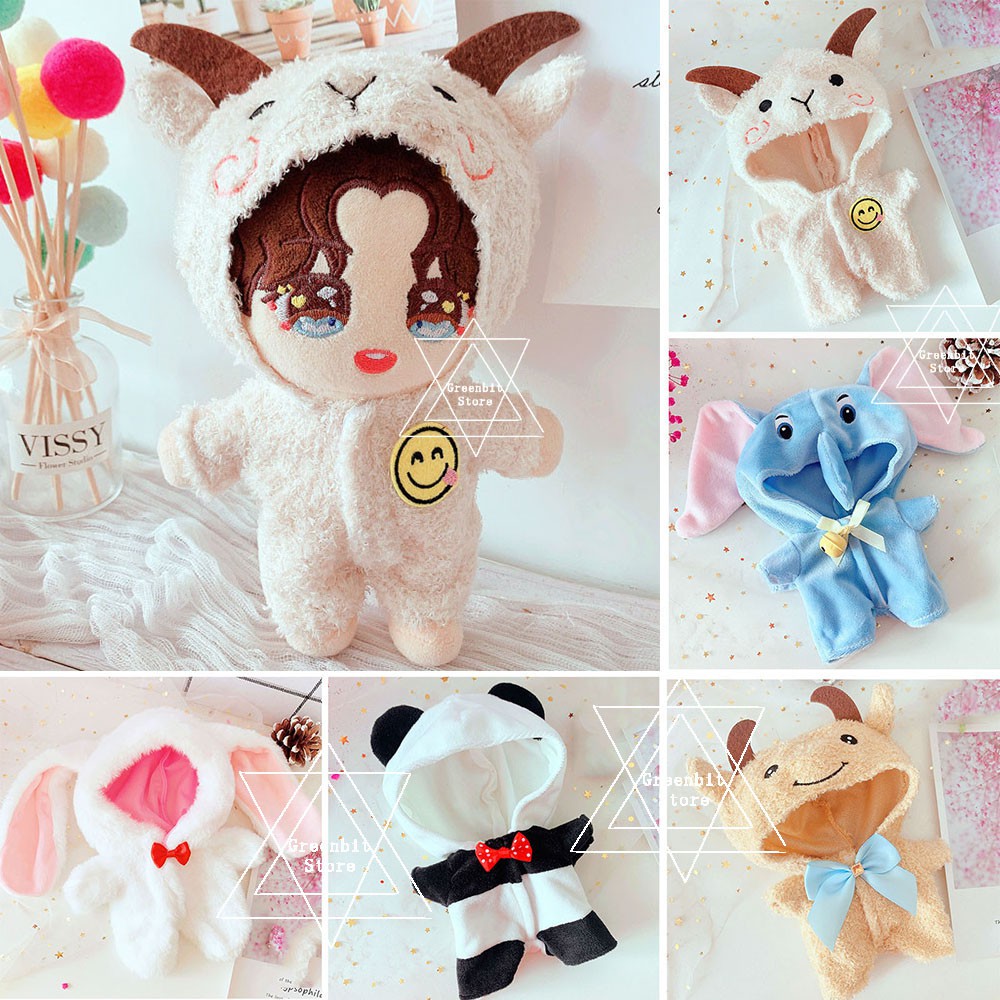 20CM EXO Blackpink Ikun BTS Doll Clothes Shaggy Rabbit Sheep Cow Panda ...