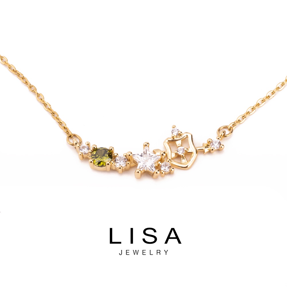 lisa jewelry 18K Gold Necklace Fluorescent Green Little Star Necklace ...