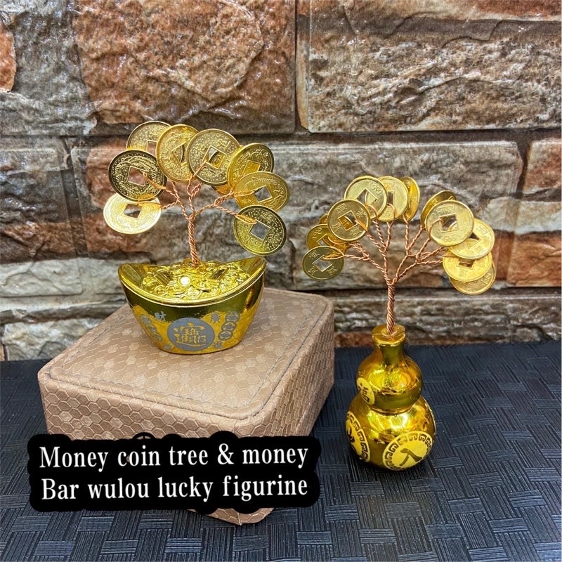 Feng Shui Gold Money Tree With Coins & Wulou with Coins Lucky Figurine ...