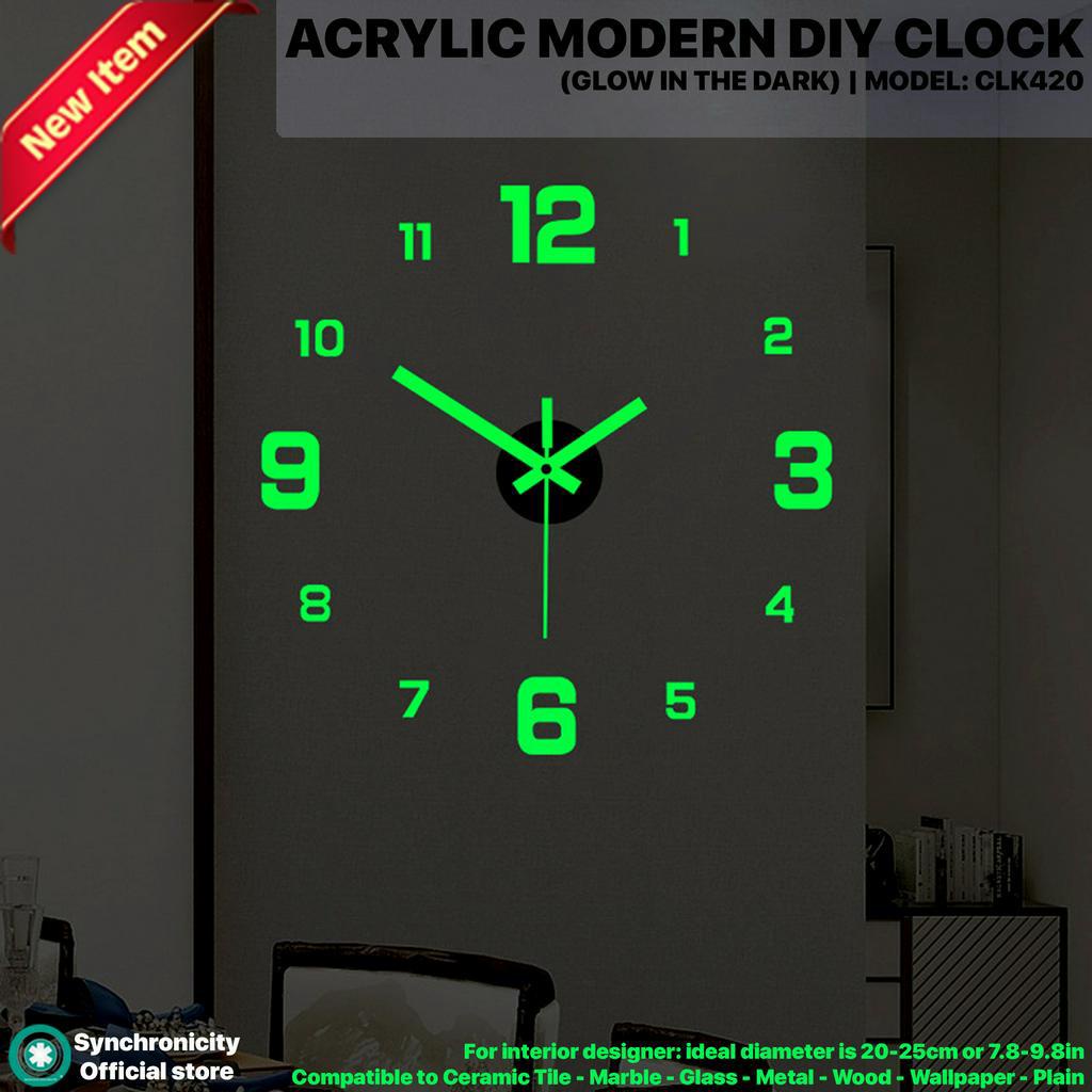 CLK420 Acrylic Modern DIY Clock 3D Home Decor Mirror Small Size Surface Wall Frameless Mute ...