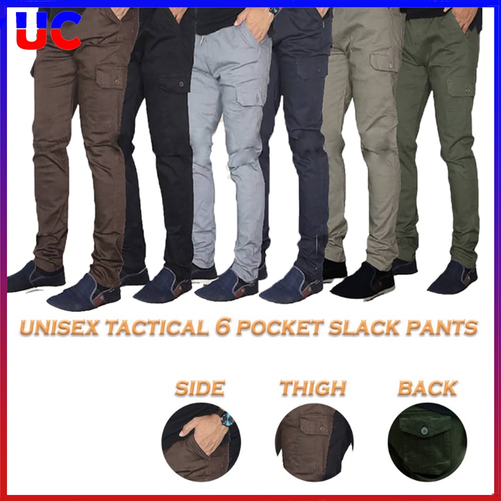 UNISEX SLACK PANTS 6 POCKETS ( PINGGANG GETAH ) | Shopee Philippines