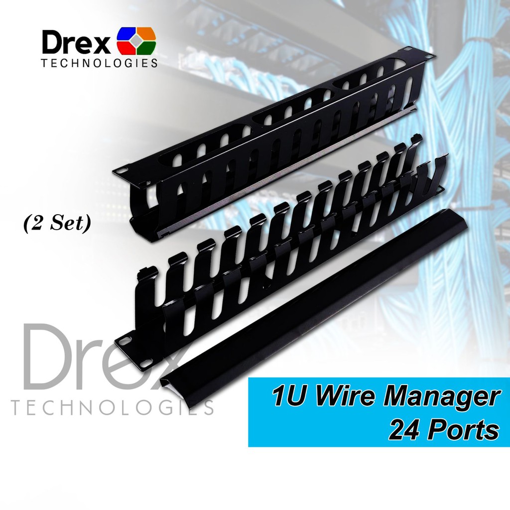 (2 set) 19inch 1U 24-Slot Rack Mount Wire Management 1U Horizontal ...