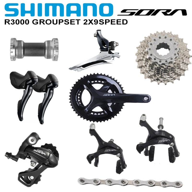 Shimano SORA R3000 2x9 Speed Groupset Road Bike R3000 Crankset Shifter ...