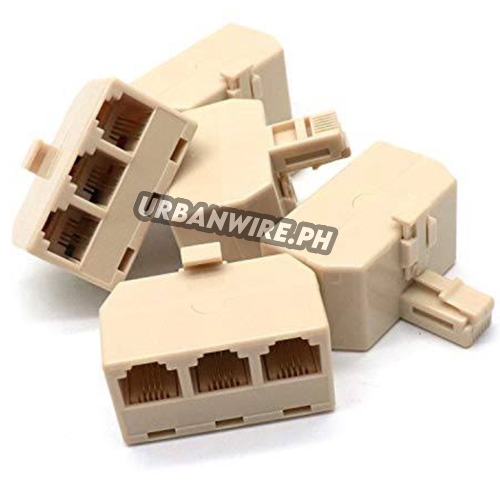 🟦3 Way RJ11 6P4C Telephone Wall Jack Splitter Triple Line 4 Conductor ...