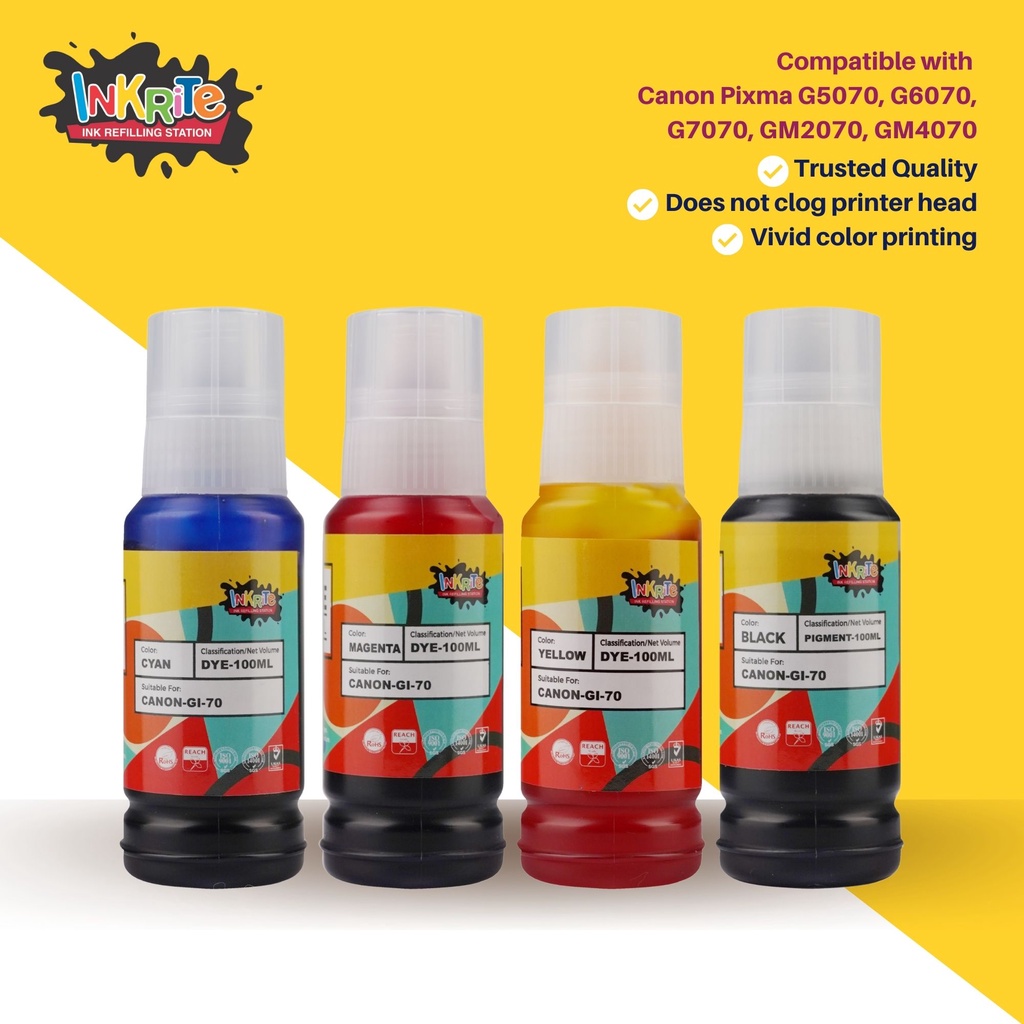 Inkrite Ink for Canon GI70 GI-70 GI 70 Compatible Refill Ink, 100 ml ...
