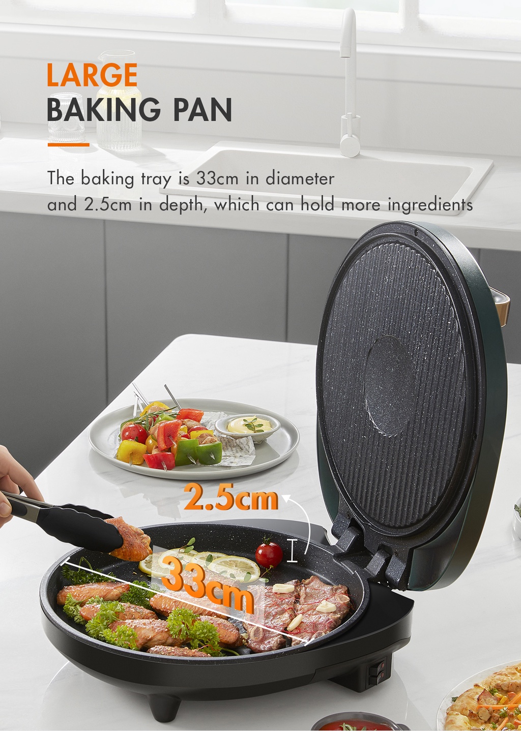 Gaabor Electric Baking Pan Round Non-Stick 1200w High Power | Shopee ...