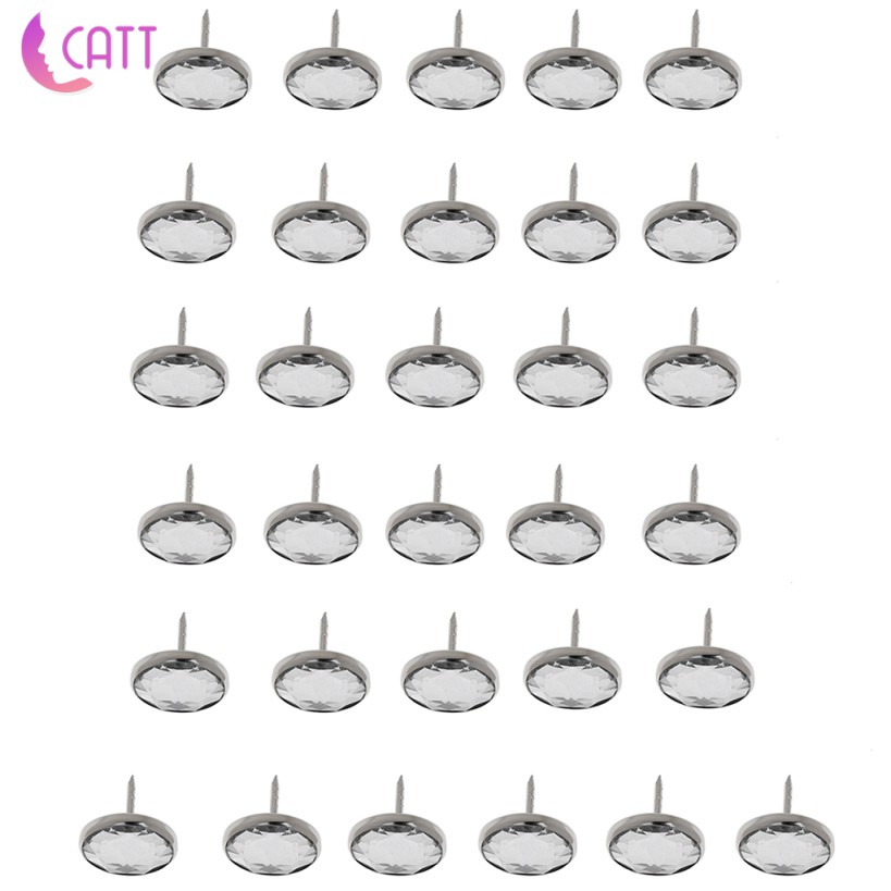 [CATT] 25pcs 22mm Crystal Upholstery Nail Sofa Headboard Wall Stud Pins ...