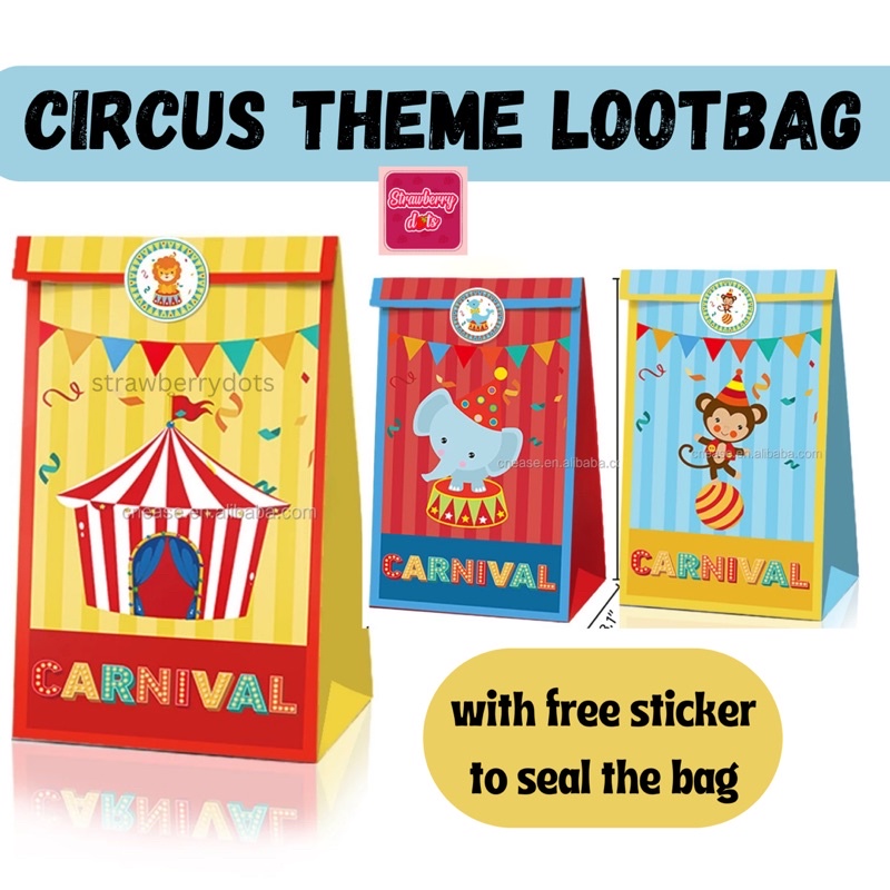 Circus Theme Lootbag Circus Themed Party Circus Party Carnival Party ...