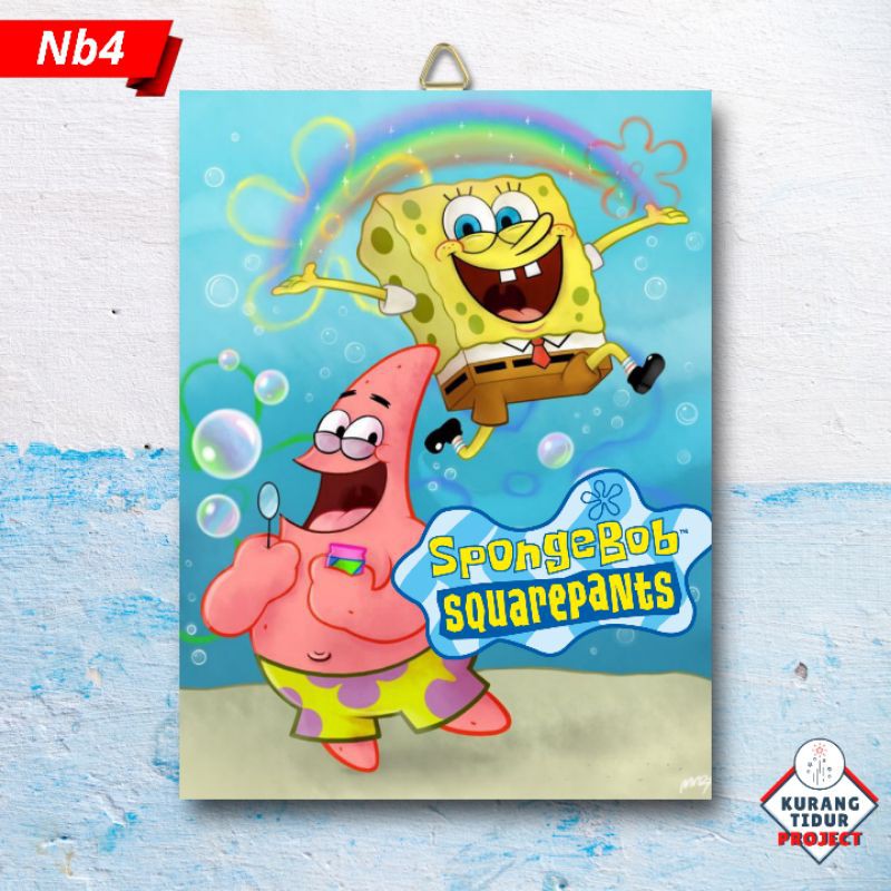 KAYU HIASAN DINDING Spongebob Cartoon Wooden Poster Home Wall ...