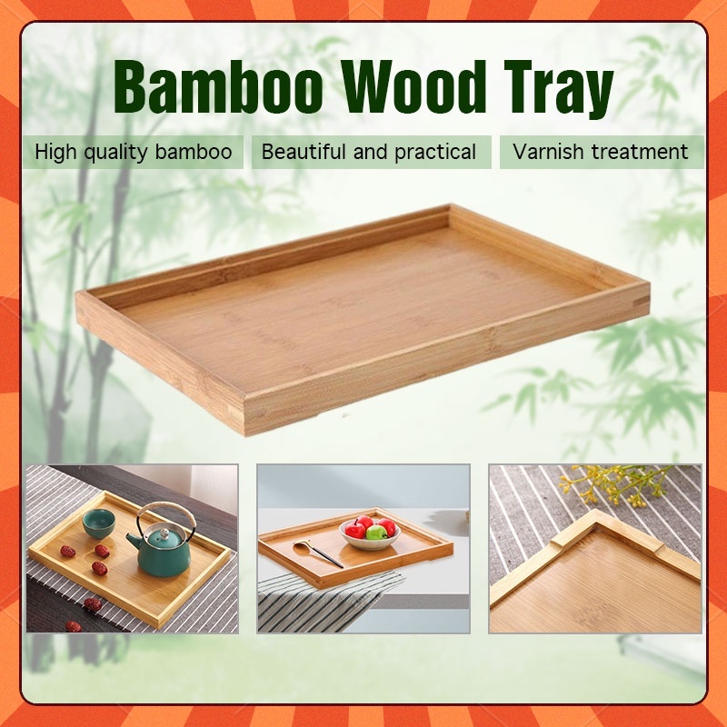 Japanese-style Wooden Bamboo Serving Tray Tea Breakfast Saucer Fruit ...