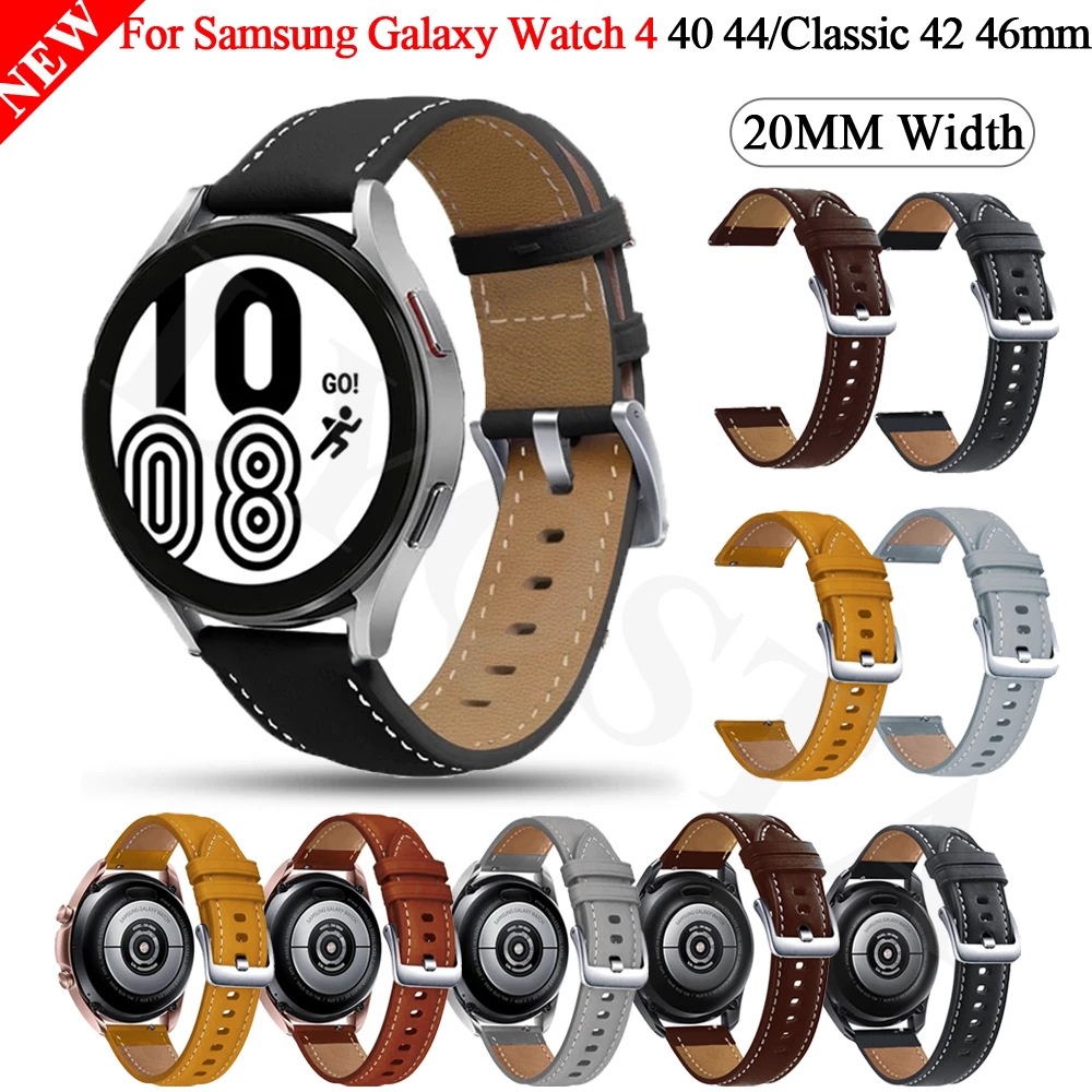 20mm 22mm Genuine Leather Watch Strap for Samsung Galaxy Watch 4 ...