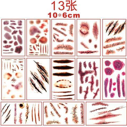 Halloween makeup fake scar tattoo stickers simulation horror lifelike ...