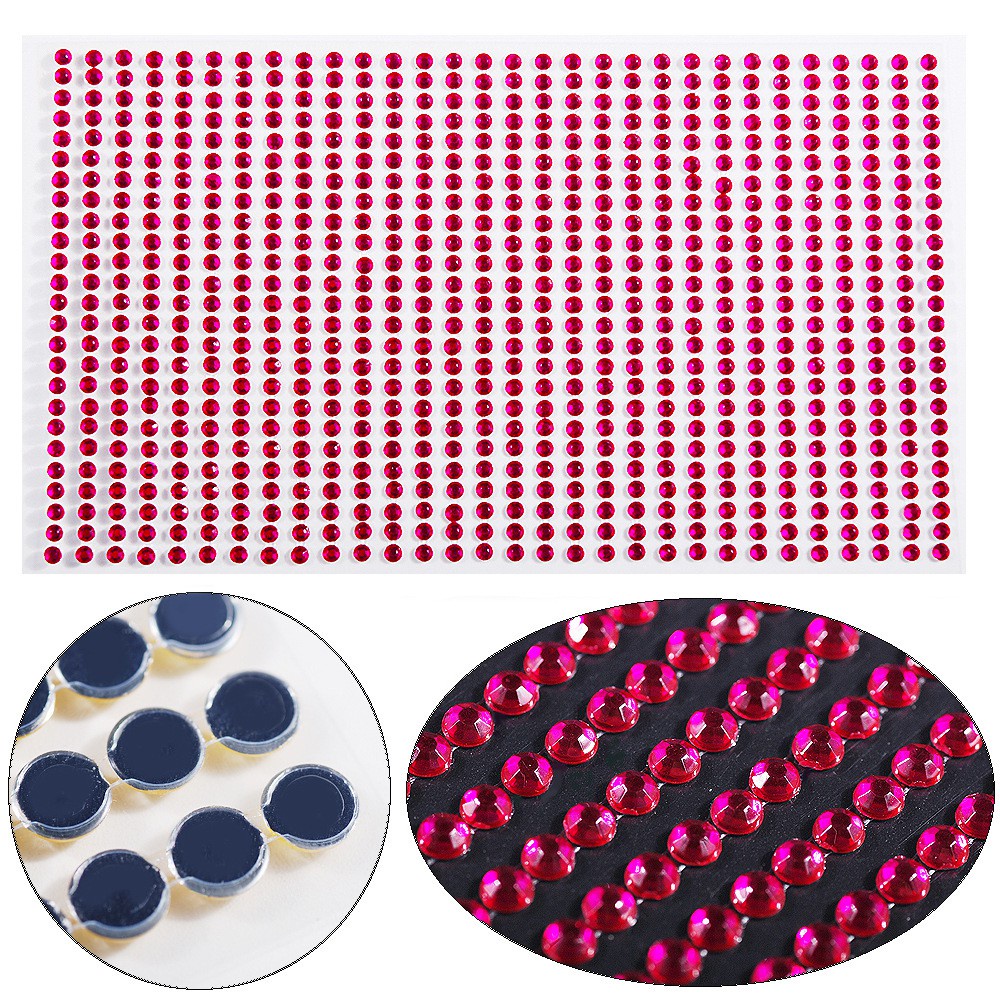3mm 750pcs/set Acrylic Crystal Stickers Self Adhesive Colorful Flatback ...