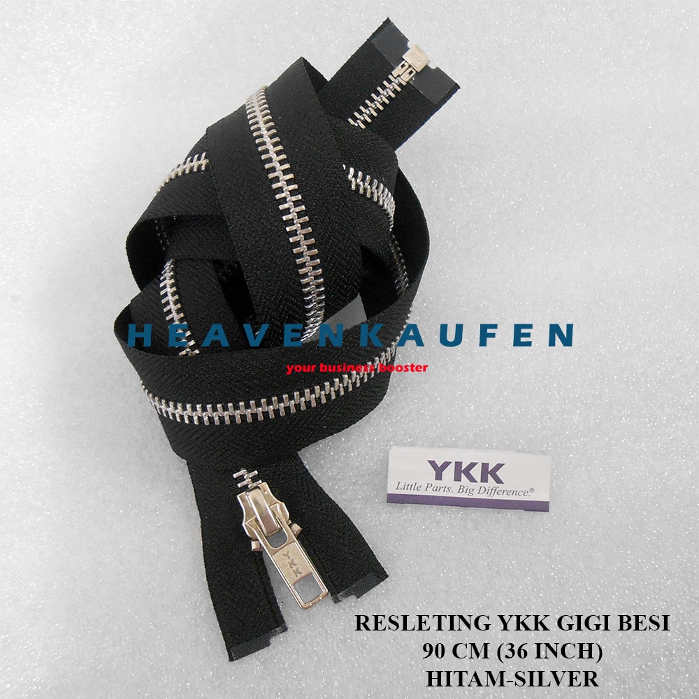 HITAM Ykk Jacket Zipper Zipper 90cm Or 36inch Type Iron Teeth Open End Open Remove Black Silver ...
