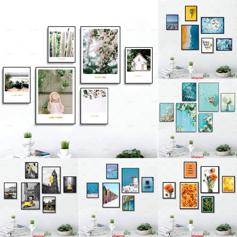 Set of 6 modern wall FRAME PAINTINGS, digitized decorative paintings ...