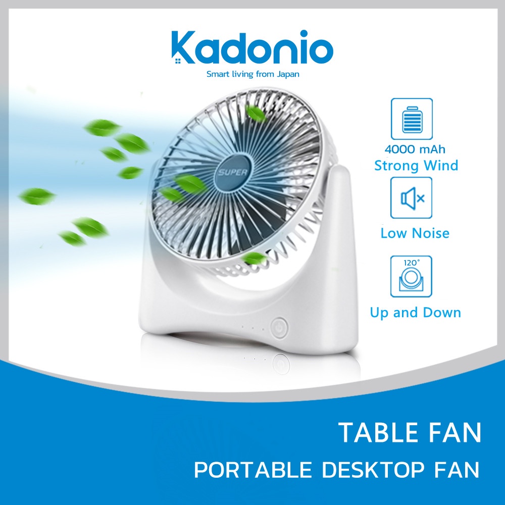 KADONIO Portable Fan Rechargeable USB Electric Table Fan Chargeable ...