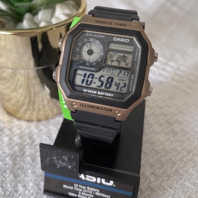 Casio Illuminator Digital Watch 10 Year Battery World Time | Shopee ...