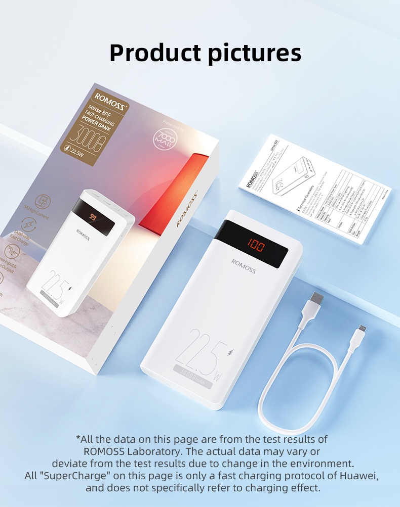 Romoss Sense 8PF 30000mAh Power Bank 22.5w Fast Charge Digital Display ...