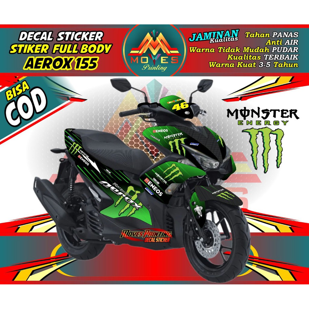 Aerox 155 Monster Energy Green Stickers Aerox 155 Full Body Motorcycle ...