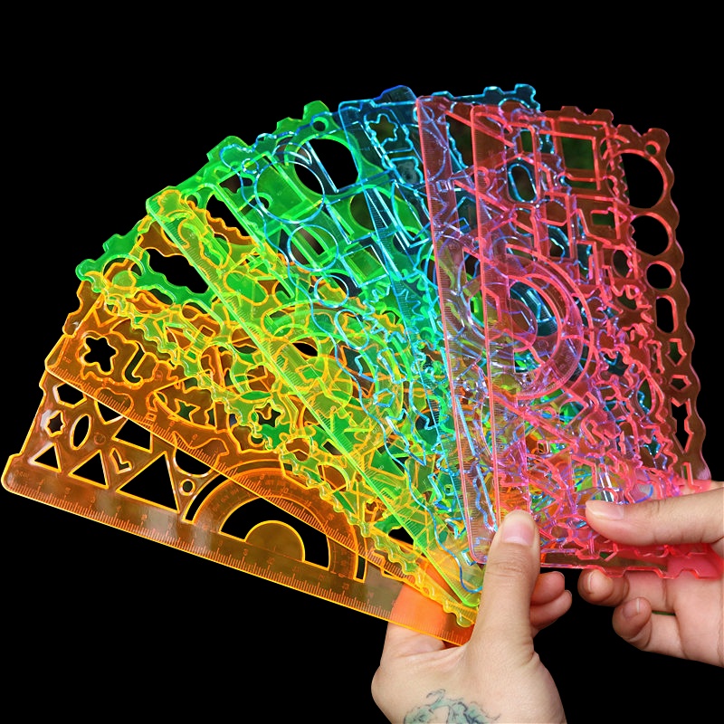 Multi Shaped Plastic Ruler Painting Drawing Template Oval Geometric ...