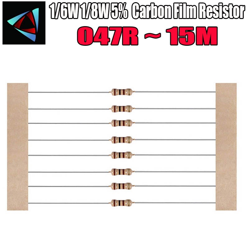 100pcs 1/8W 0.125W 1/8W=1/6W 5% Carbon Film Resistor 0.47R ~ 10M 100R ...