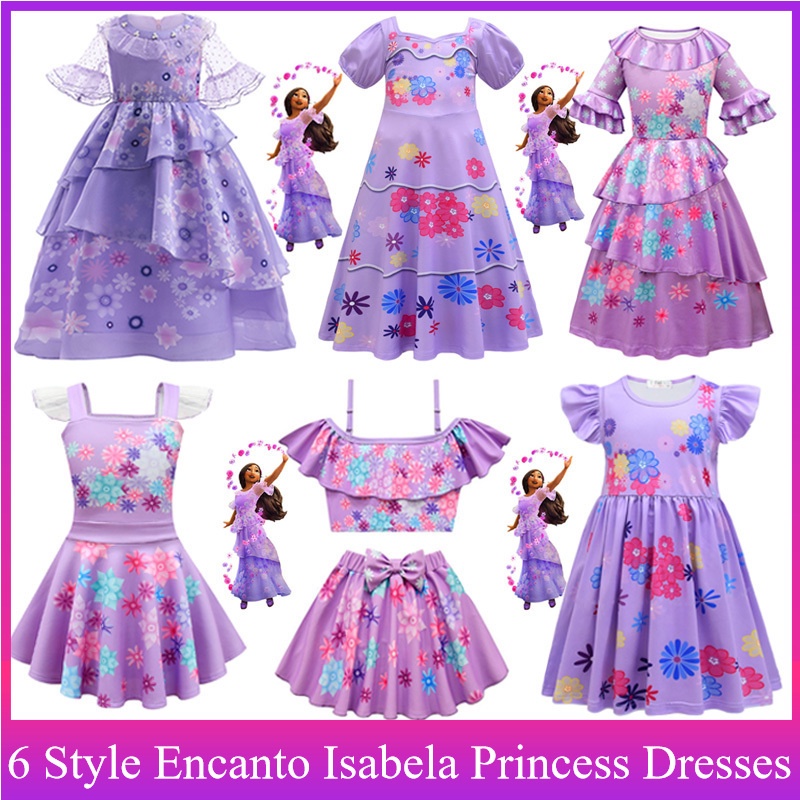 Encanto Floral Girls Ruffle Style Puff Sleeve Isabela Dress Elegant ...