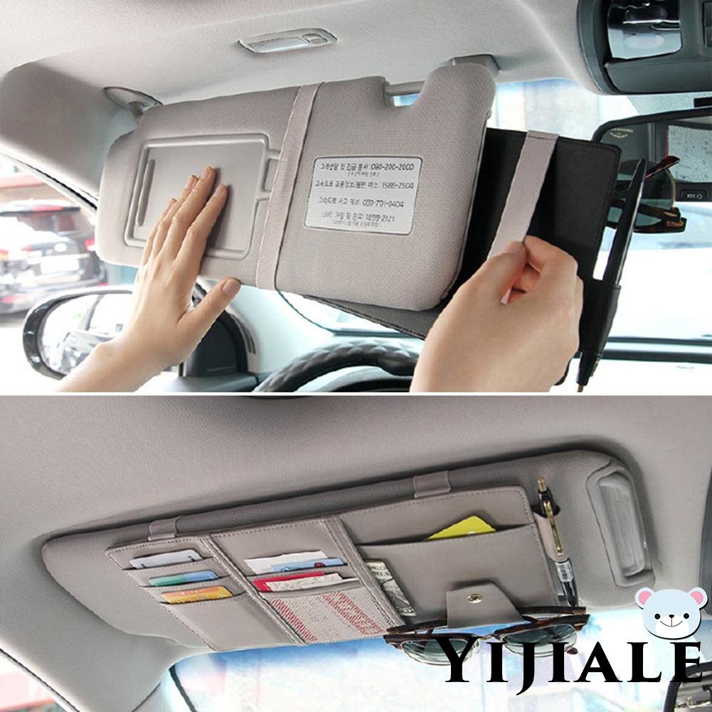 YJ-Car Sun Visor Organizer Card Holder Zipper Organizer Storage Pouch ...