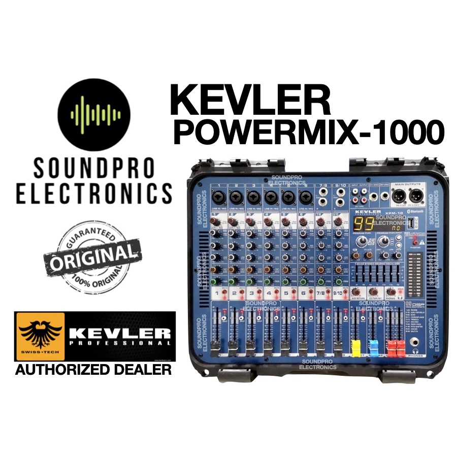 ORIGINAL KEVLER POWERMIX-1000 10Channel Powered Mixer 550watts x2 ...