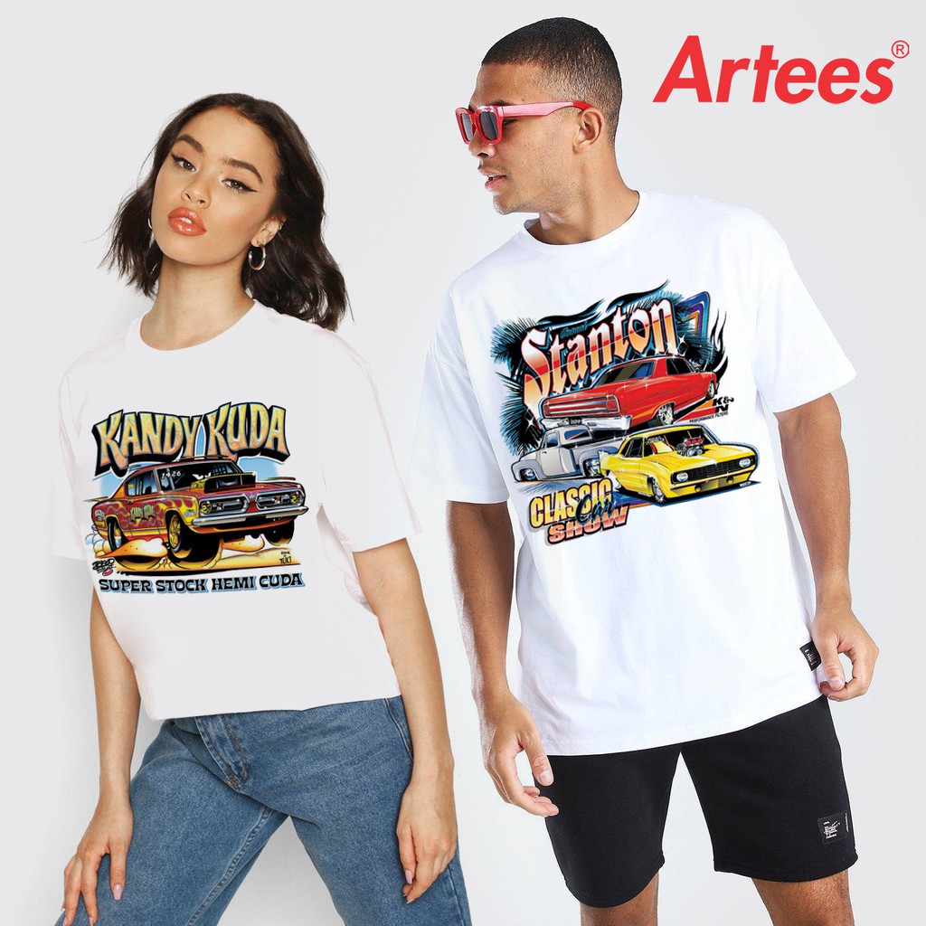 Artees® Vintage Cars oversized t shirt white shirt unisex t-shirt ...