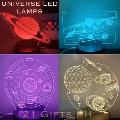 Universe 3D Acrylic LED Table Desk Night Lamp Planets Saturn Galaxy ...