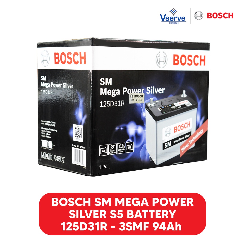 Bosch Car Battery S5 SM Mega Power Silver (125D31R) 3SMF 94Ah Bosch ...
