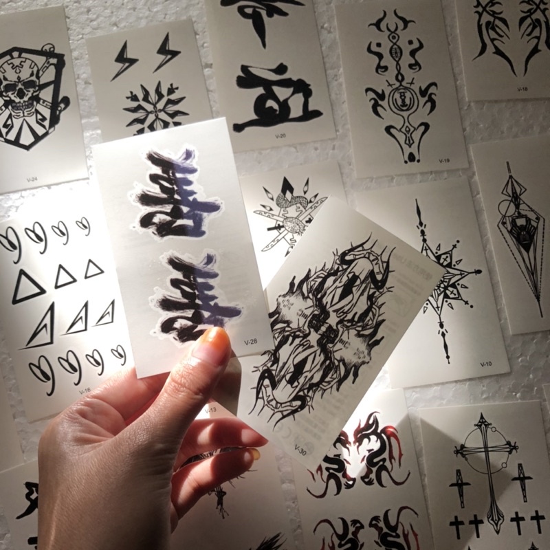 Temporary tattoo Black ink V waterproof / Temporary tattoo Stickers ...