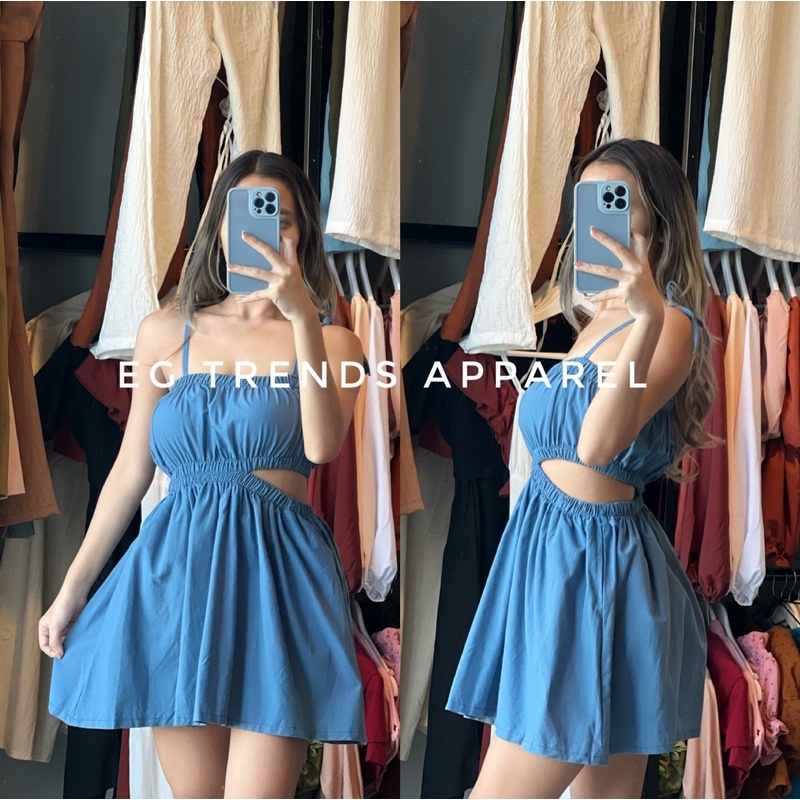 065 EG Trends Mira dress | Ribbon strap dress | Sexy cut dress | Freesize | Shopee Philippines