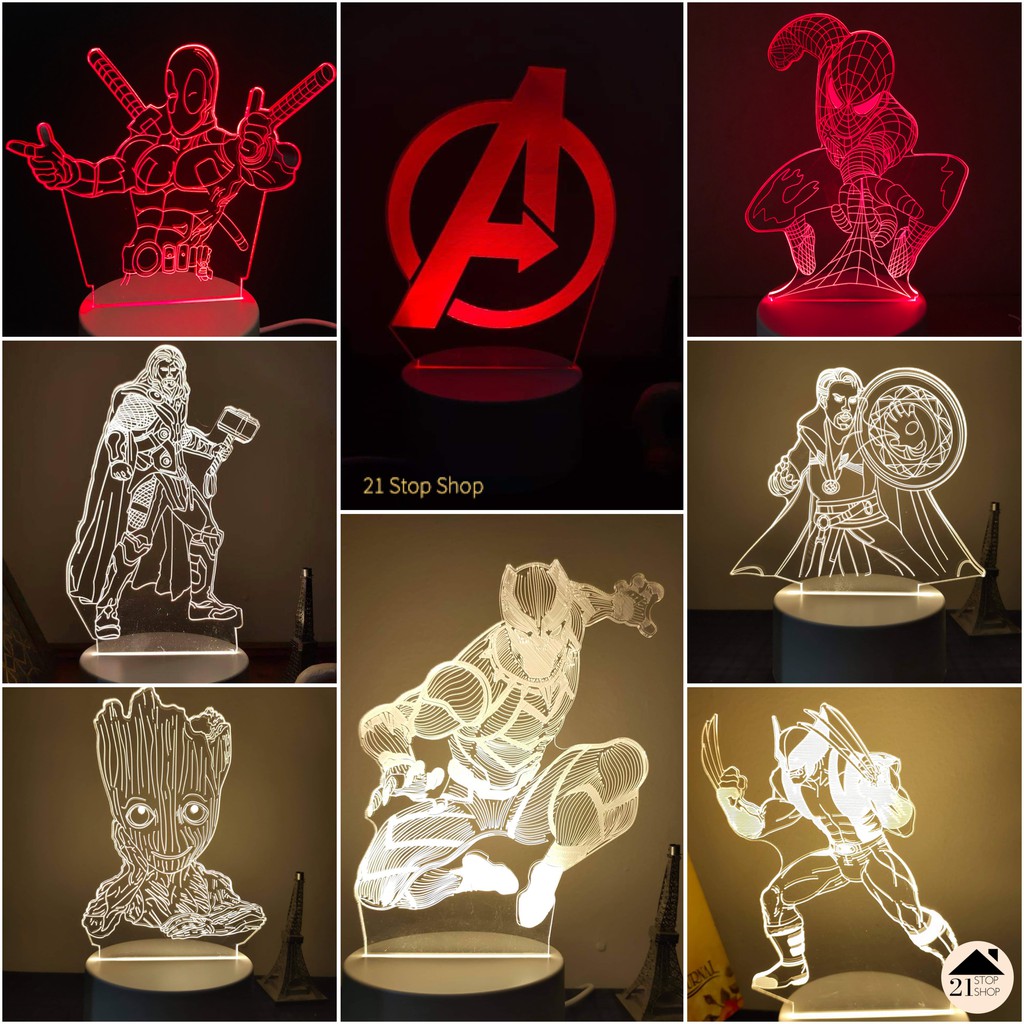 Marvel 2.0 3D Acrylic LED Lamp [single/7 colors/16 colors with remote ...