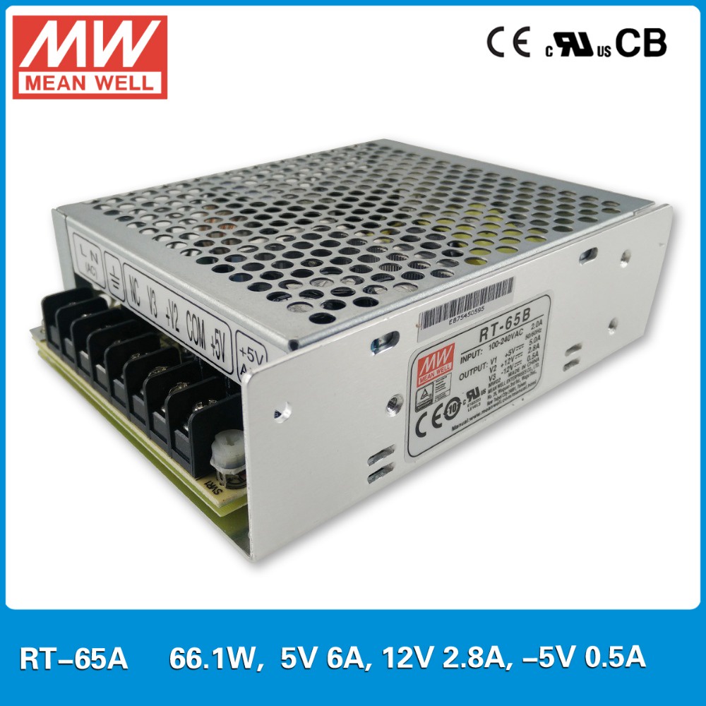 Original Mean Well RT-65A 65W Triple output +5V/6A +12V/2.8A -5V/0.5A Meanwell Power Supply 65W ...