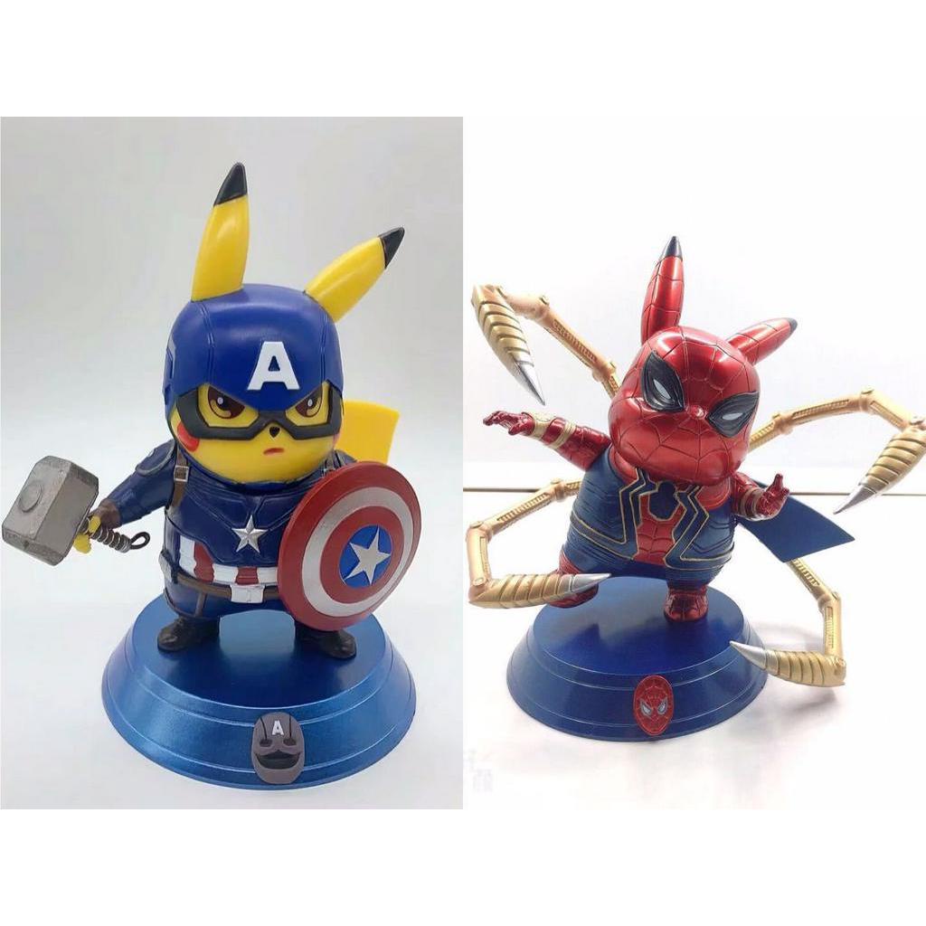 Pokemon Model Ornament Pikachu COS Captain America Spiderman Anime ...