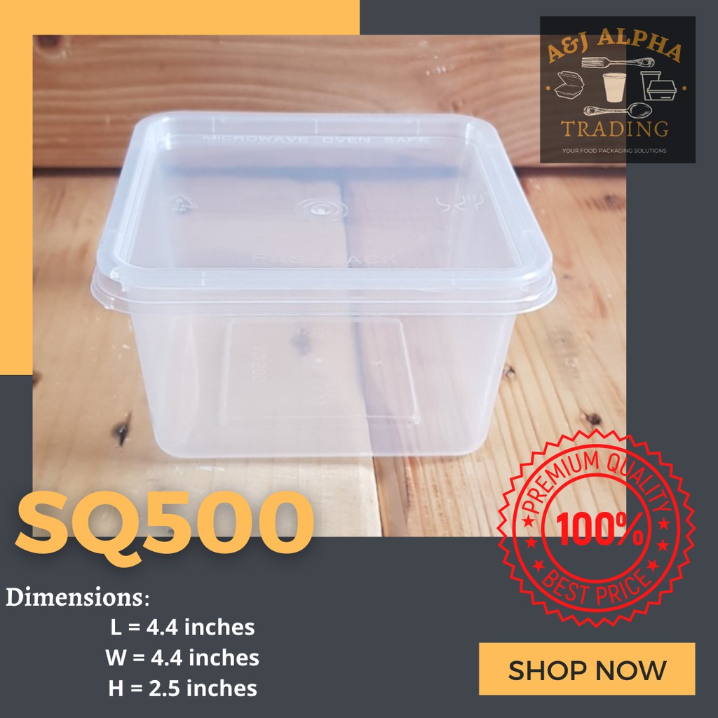 SQ500 Square Microwavable Containers 50pcs | Shopee Philippines