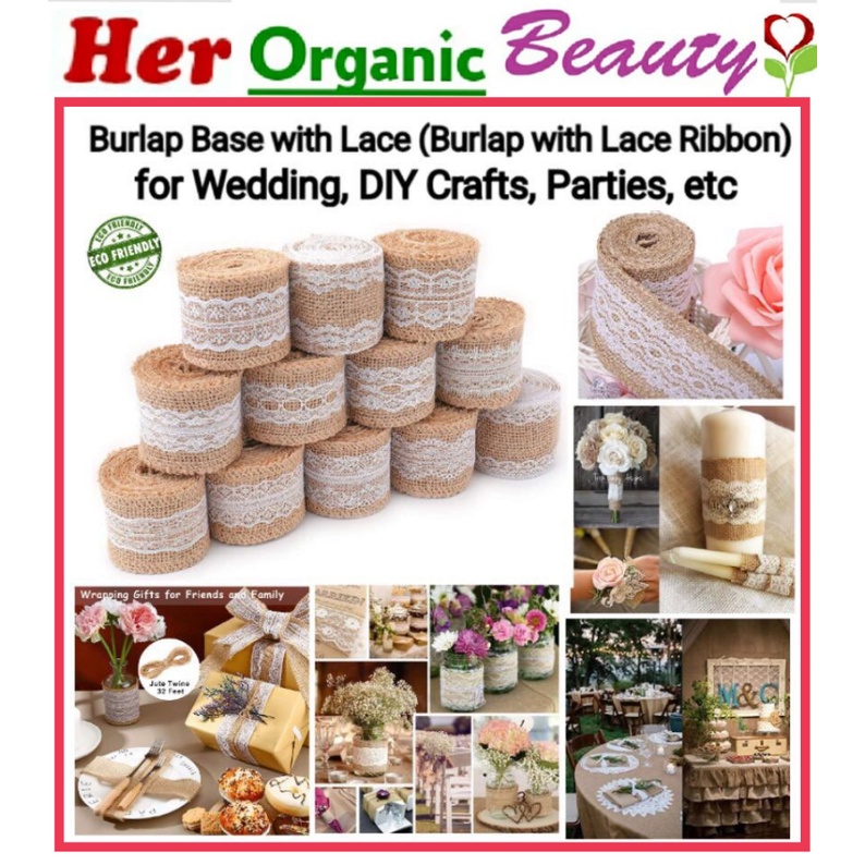 Burlap Base with Lace (Burlap with Lace Ribbon) for Wedding, DIY Crafts ...