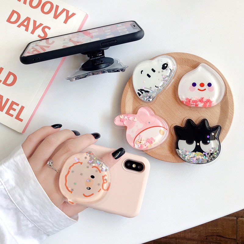 Cartoon Doraemon Snoopy Melody Kuromi Quicksand Phone Holder For iPhone ...