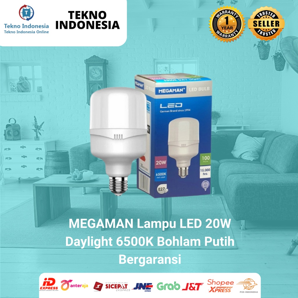 PUTIH Led Light 20W Daylight MEGAMAN 20W 6500K White Bulb Guaranteed ...