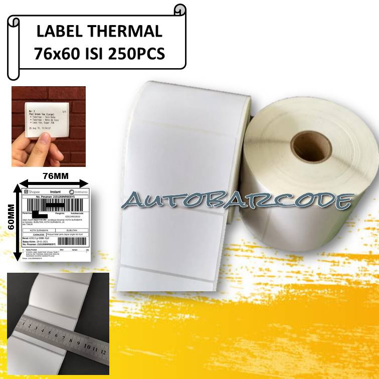 Thermal Label 76X60 Contents 250 Sticker GAP Receipt Shipping ...