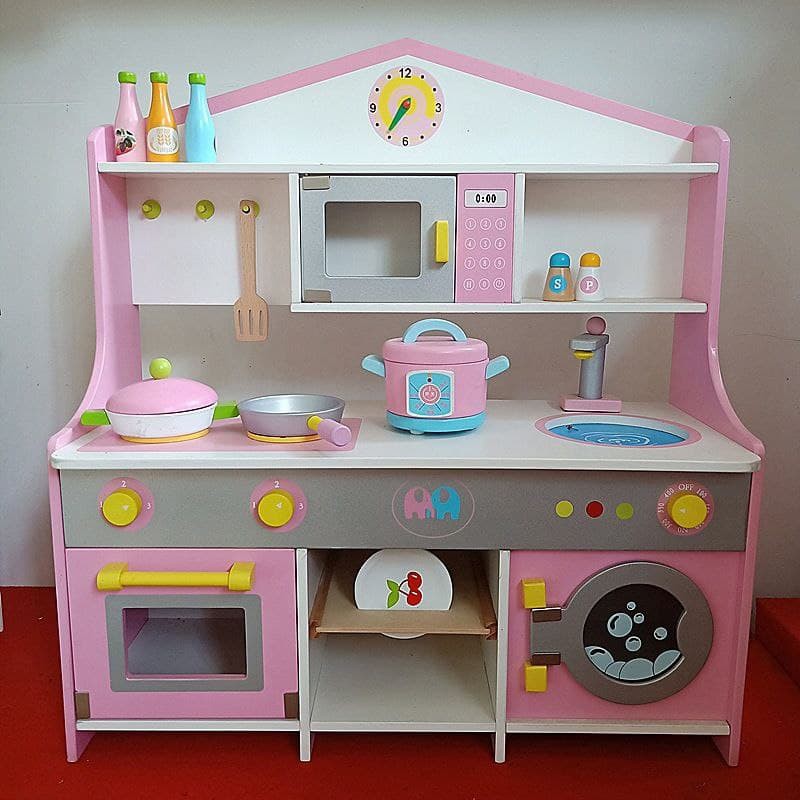 Wooden Pink Japanese Kitchen Set for Kids / Pretend Play Kitchen Set ...