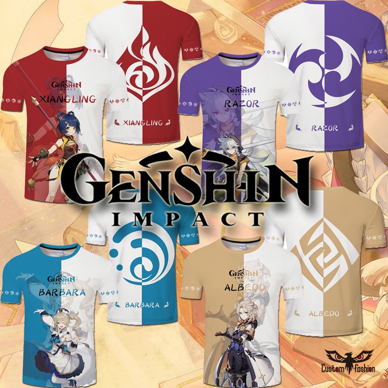 【CustomFashion】Genshin Impact T Shirt Diluc Keqing Zhongli Venti ...