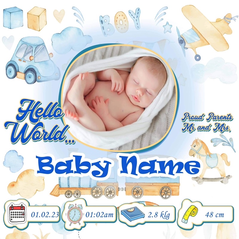PERSONALIZED SINTRA BABY BIRTH INFO/MILESTONE BOARD FLAT TYPE AND 2D ...