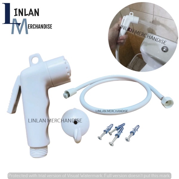1 SET PVC Handheld Bidet Head Toilet Sprayer & PVC Hose (1.2 Meters ...