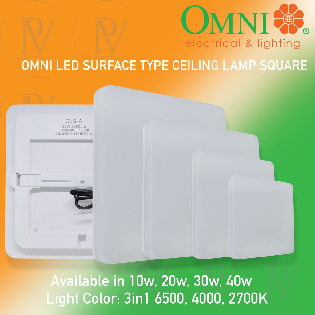 OMNI LED SURFACE TYPE CEILING LAMP SQUARE 10w, 20w, 30w, 40w 3in1 Color ...